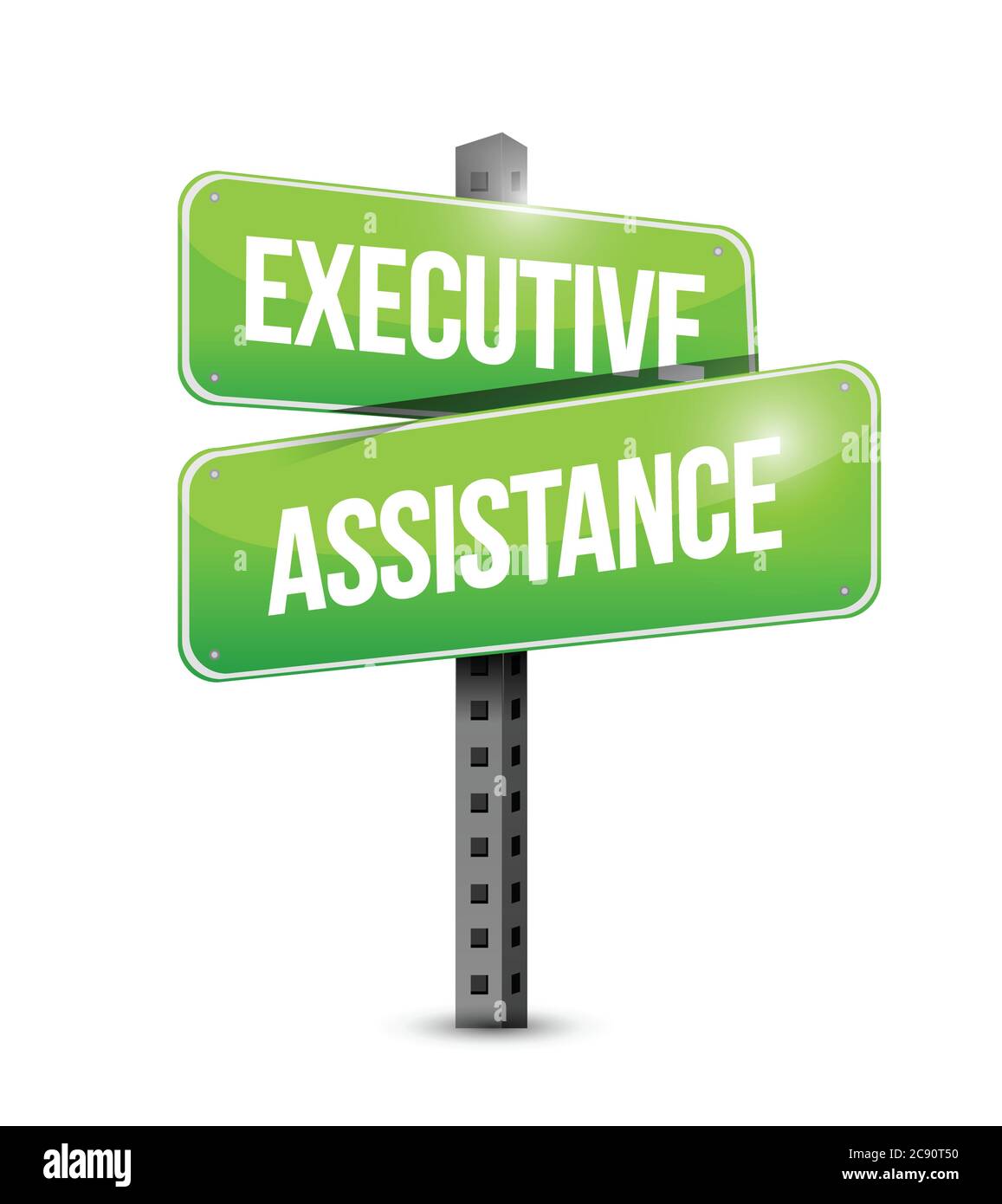 Executive assistance signpost illustration design over a white ...