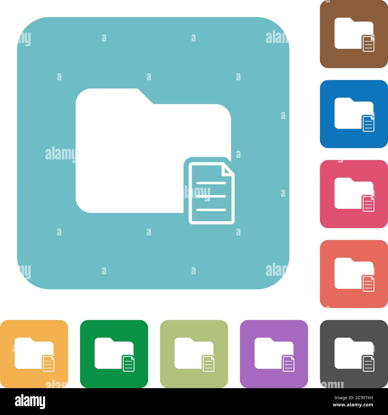 Folder properties flat icons on simple color square background Stock ...