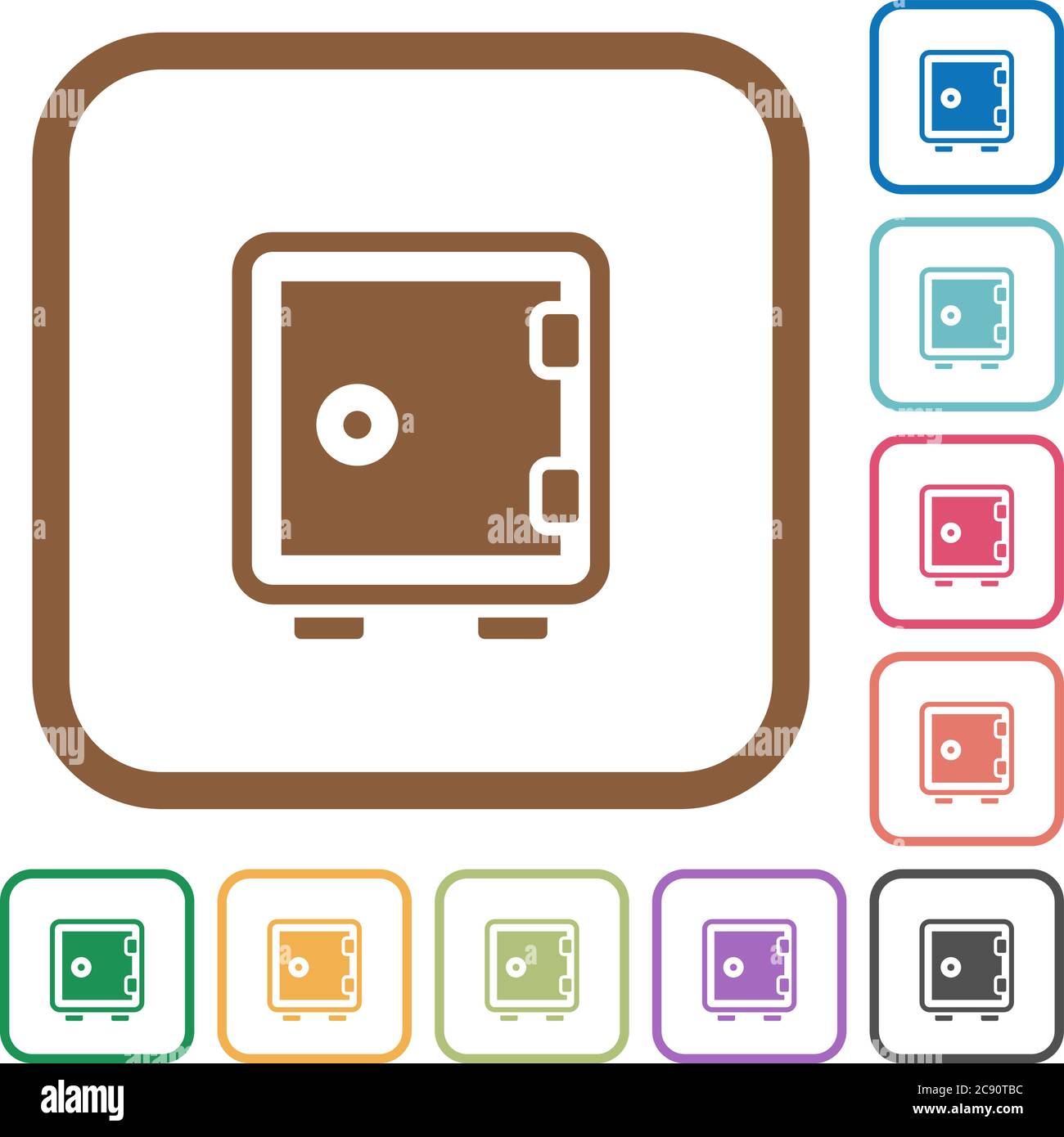 Strong box simple icons in color rounded square frames on white ...