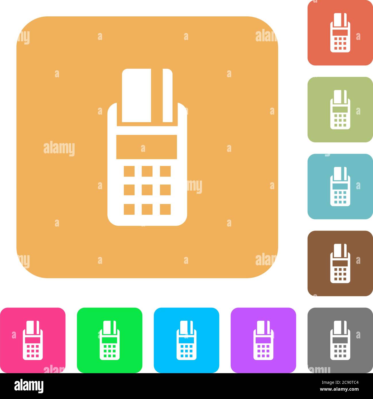 POS terminal icons on rounded square vivid color backgrounds Stock ...