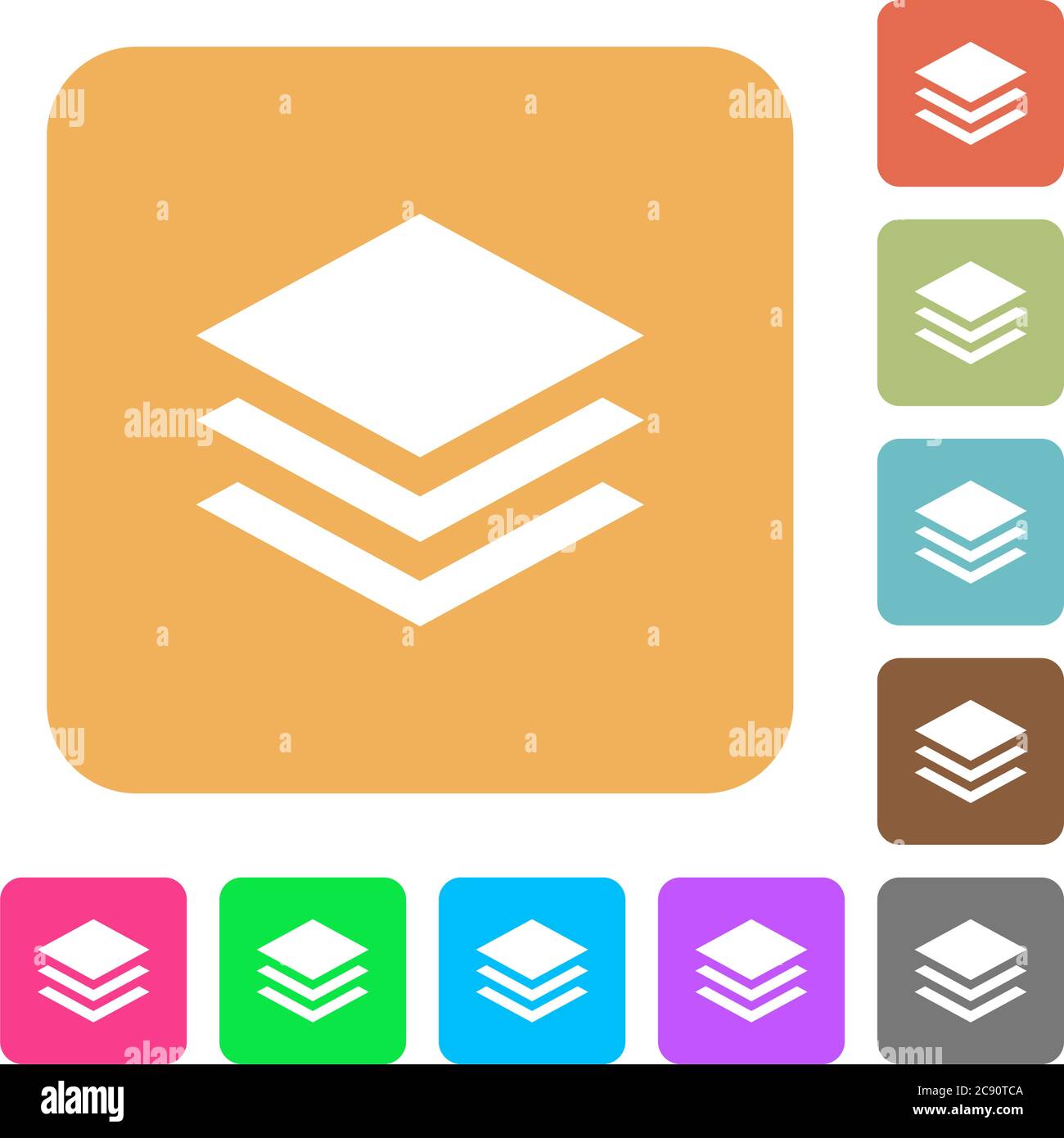 Layers icons on rounded square vivid color backgrounds Stock Vector ...
