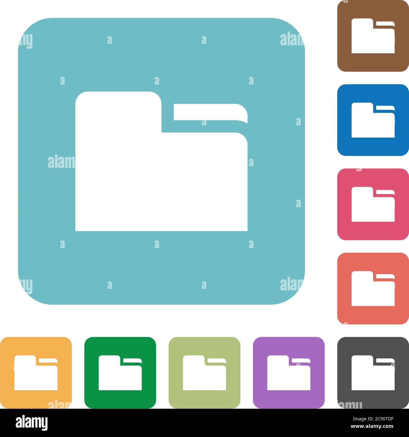 Tab folder flat icons on simple color square background Stock Vector ...