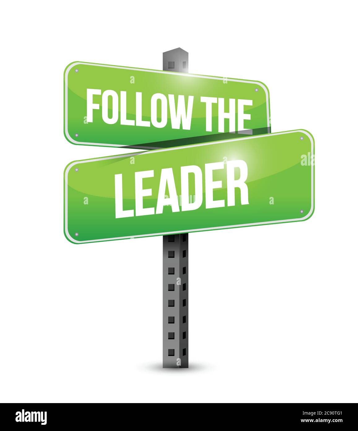 Follow the leader street sign illustration design over a white ...