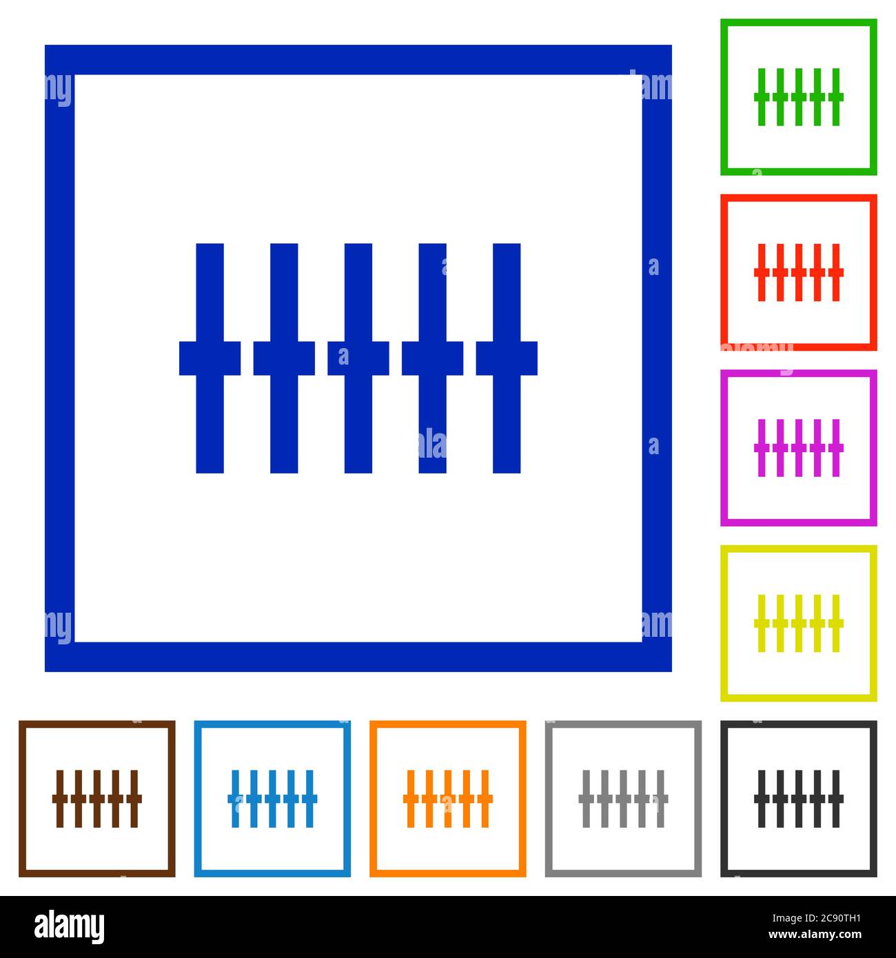 Graphical equalizer flat color icons in square frames Stock Vector ...
