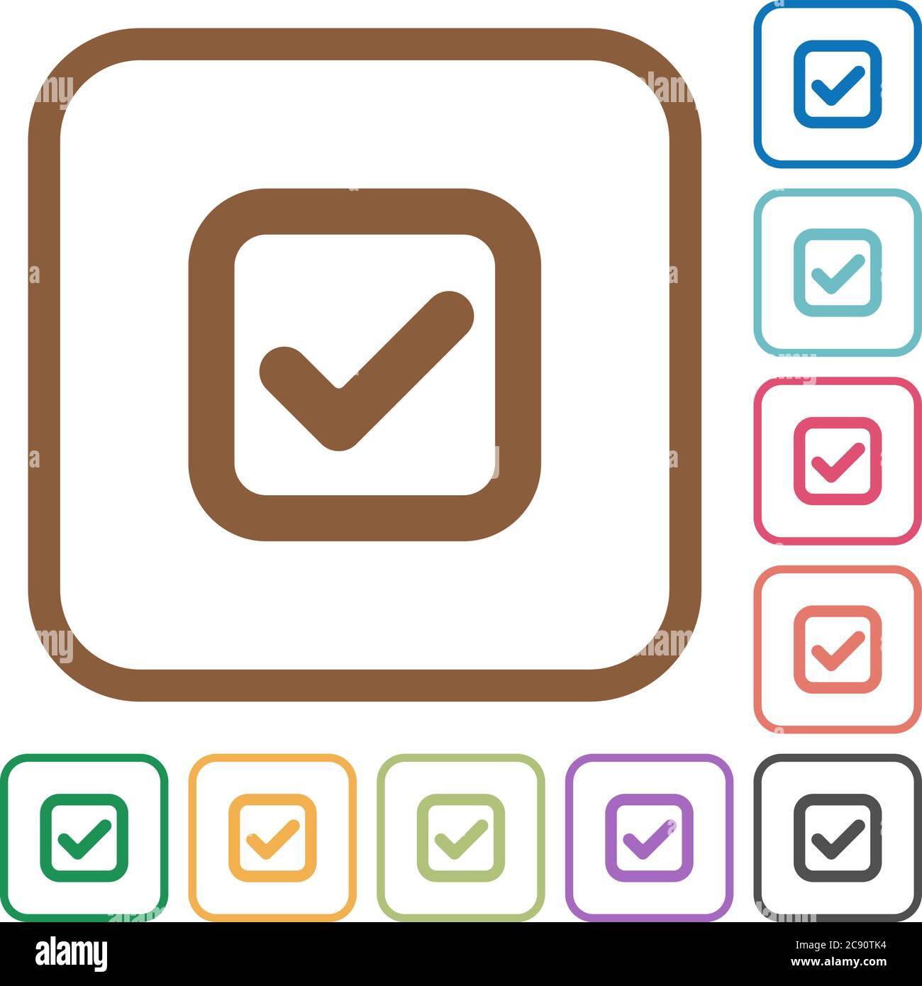 Checkbox simple icons in color rounded square frames on white ...