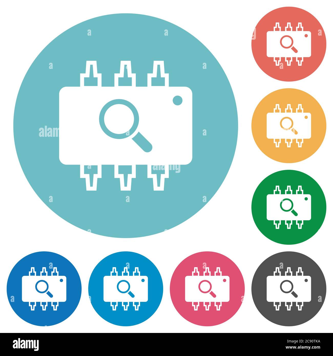 Hardware test flat white icons on round color backgrounds Stock Vector ...