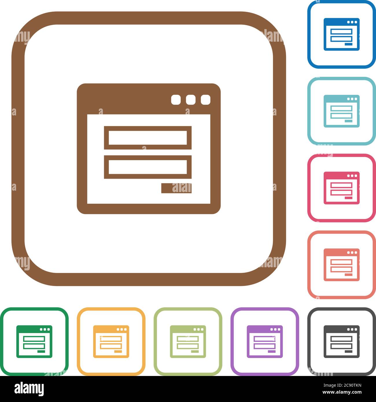 Login window simple icons in color rounded square frames on white ...