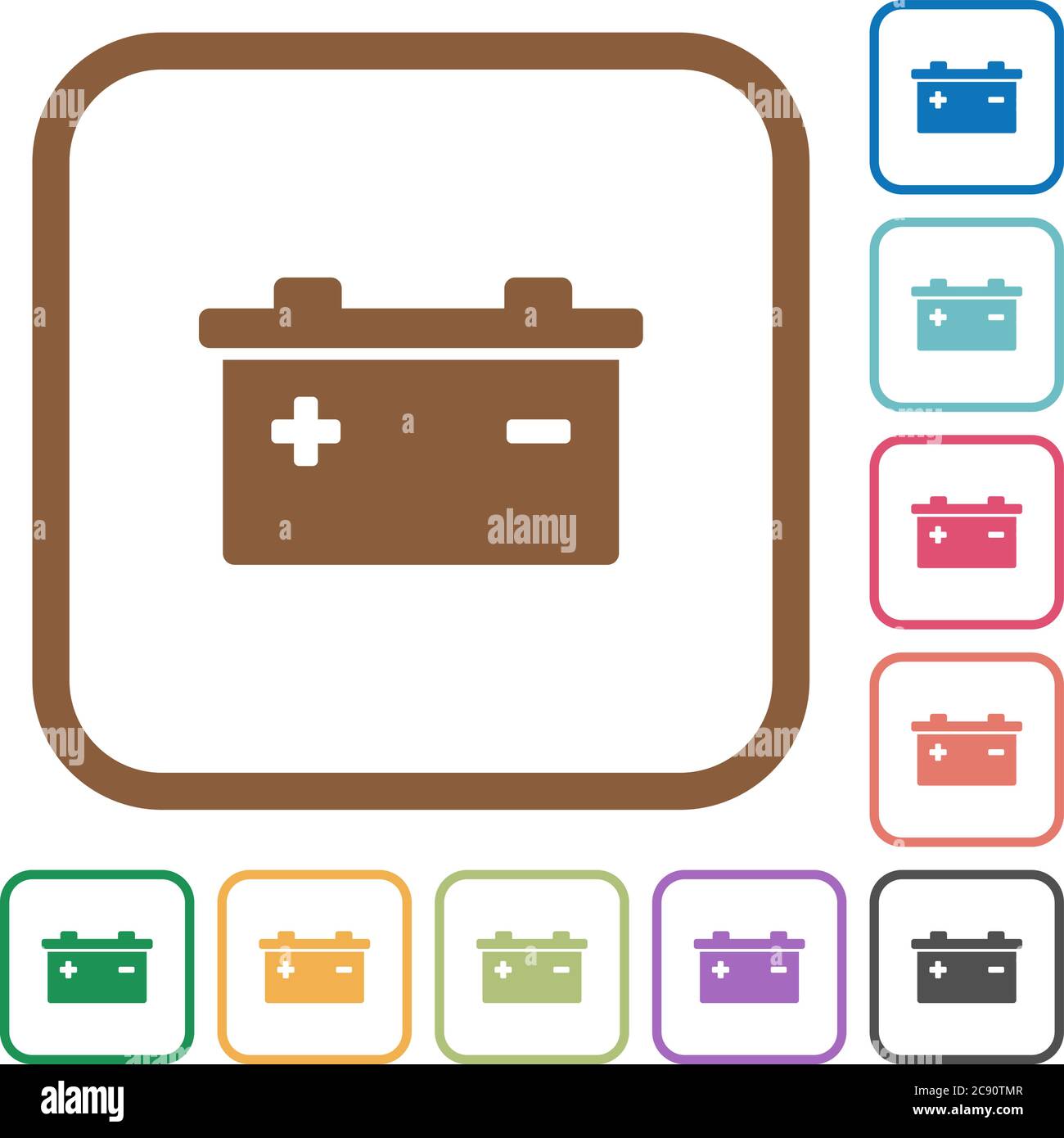 Accumulator simple icons in color rounded square frames on white background Stock Vector Image ...