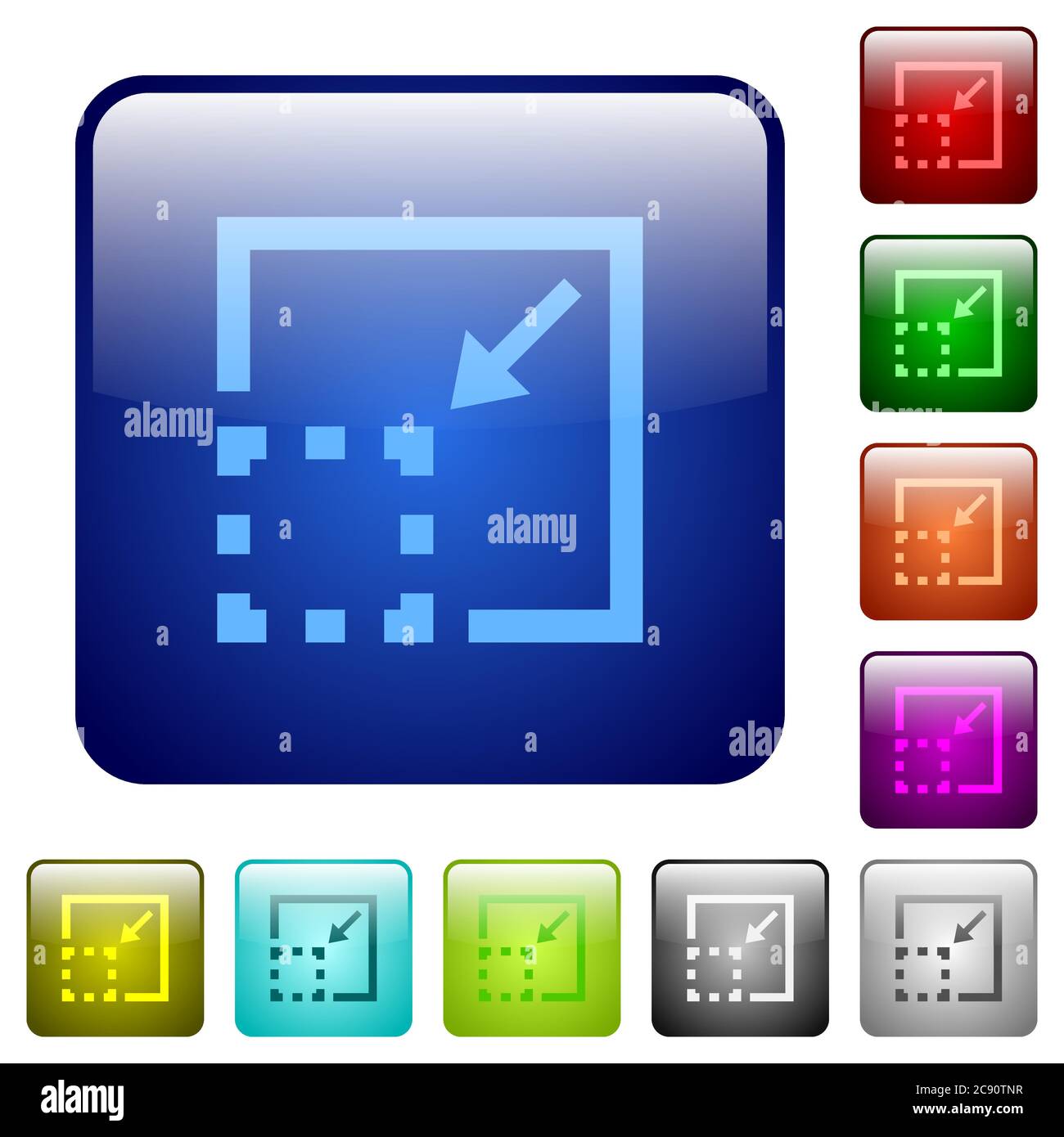 Minimize element color glass rounded square button set Stock Vector ...