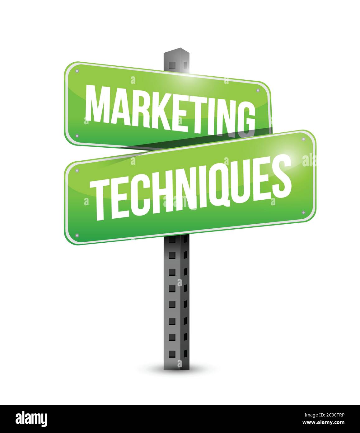 Marketing techniques sign illustration design over a white background ...
