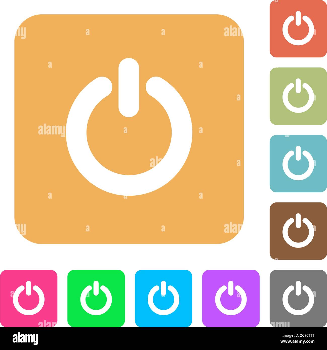 Power switch icons on rounded square vivid color backgrounds Stock ...