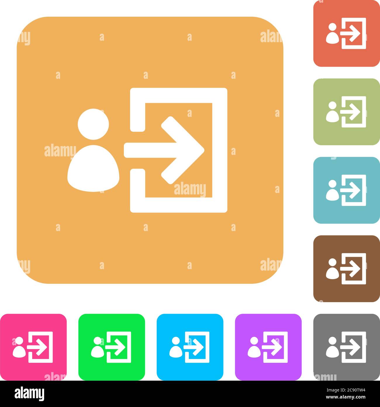 User login icons on rounded square vivid color backgrounds Stock Vector ...