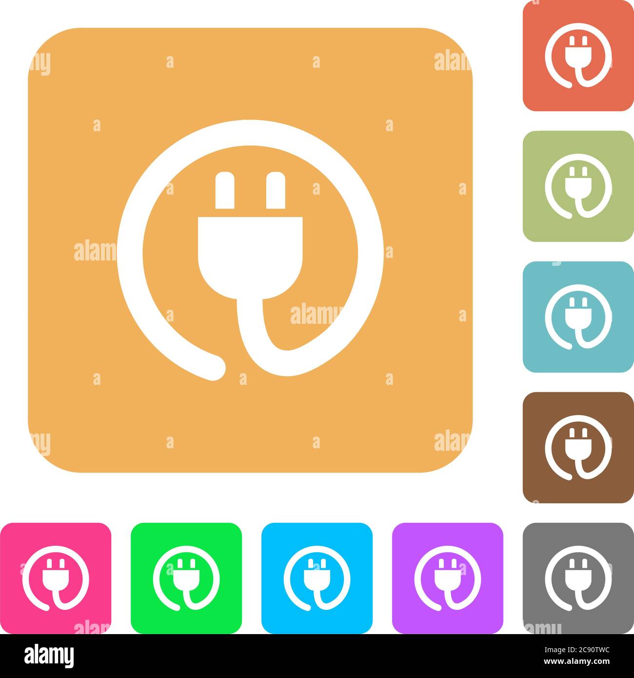 Power cord icons on rounded square vivid color backgrounds Stock Vector ...