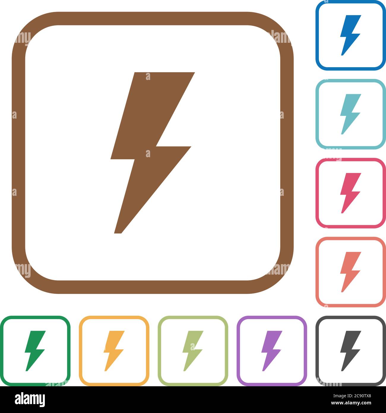 Flash simple icons in color rounded square frames on white background ...