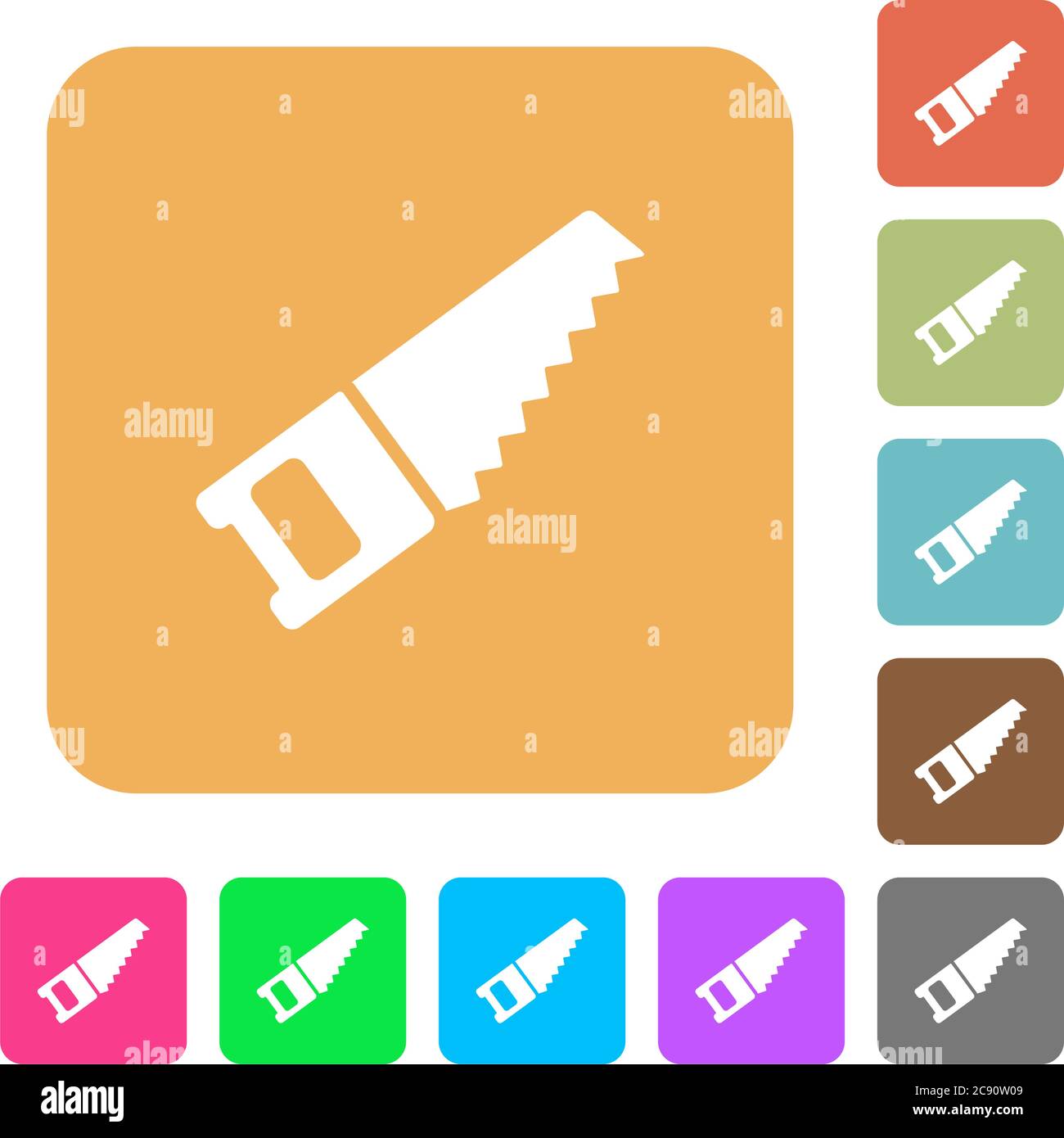 Hand saw icons on rounded square vivid color backgrounds Stock Vector ...