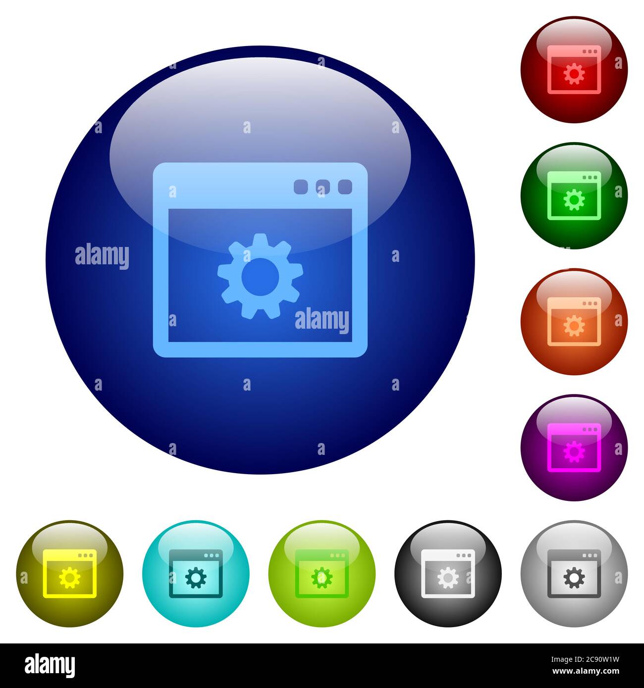 Application settings icons on round color glass buttons Stock Vector ...