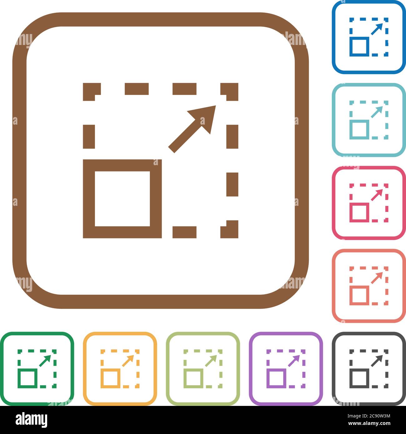 Maximize element simple icons in color rounded square frames on white background Stock Vector ...