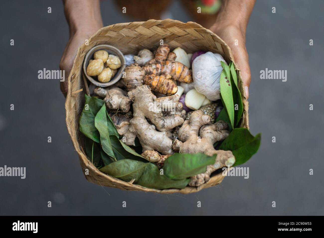 Native spices of Indonesia. Spices such as nutmeg or mace, cloves ...