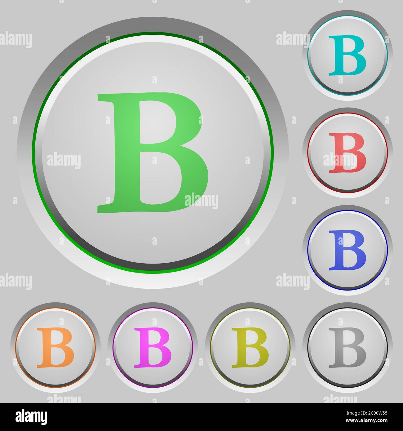 Bold font type color icons on sunk push buttons Stock Vector Image ...
