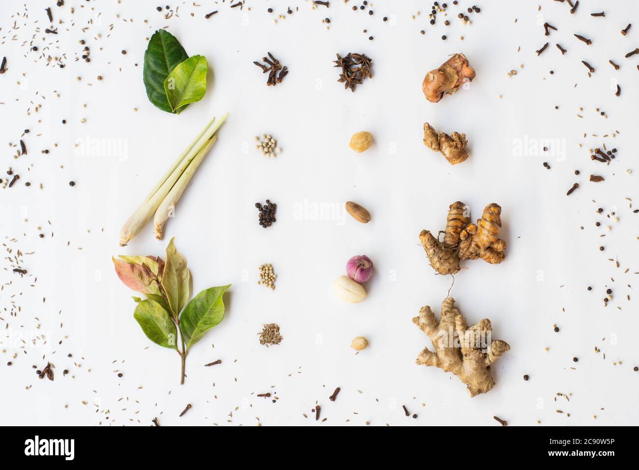 Native spices of Indonesia. Spices such as nutmeg or mace, cloves ...