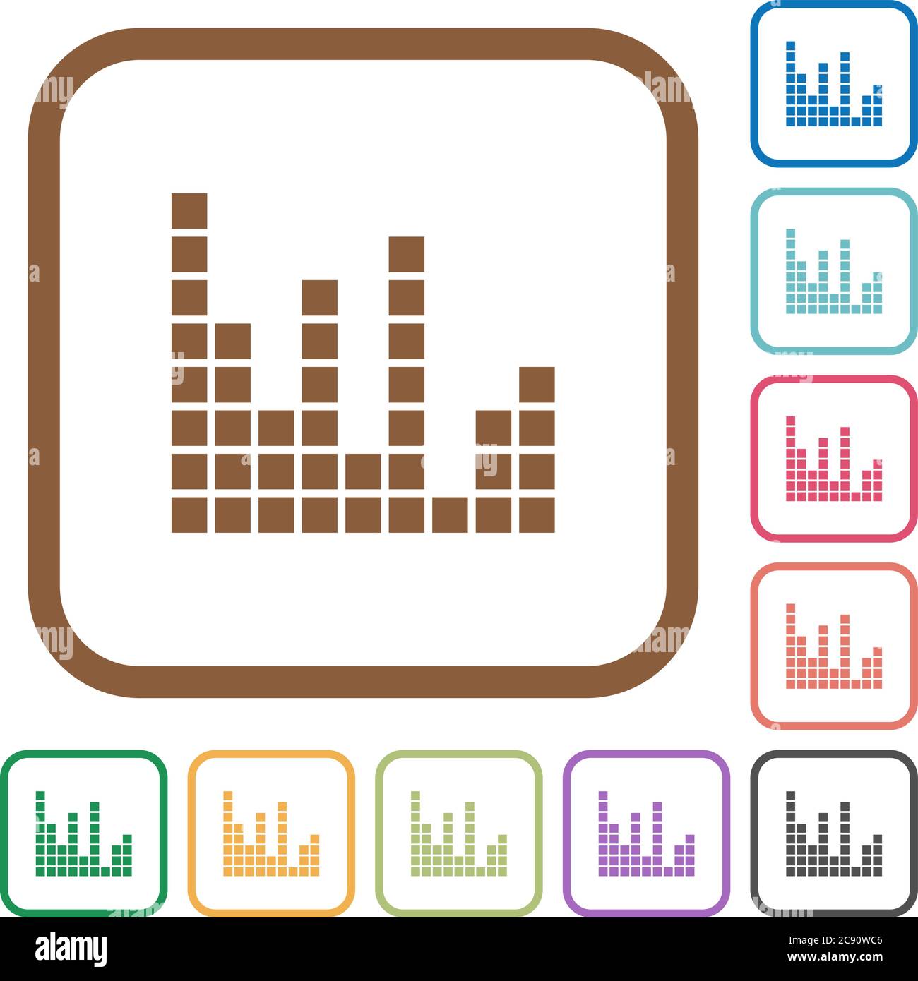 Sound bars simple icons in color rounded square frames on white background Stock Vector Image ...