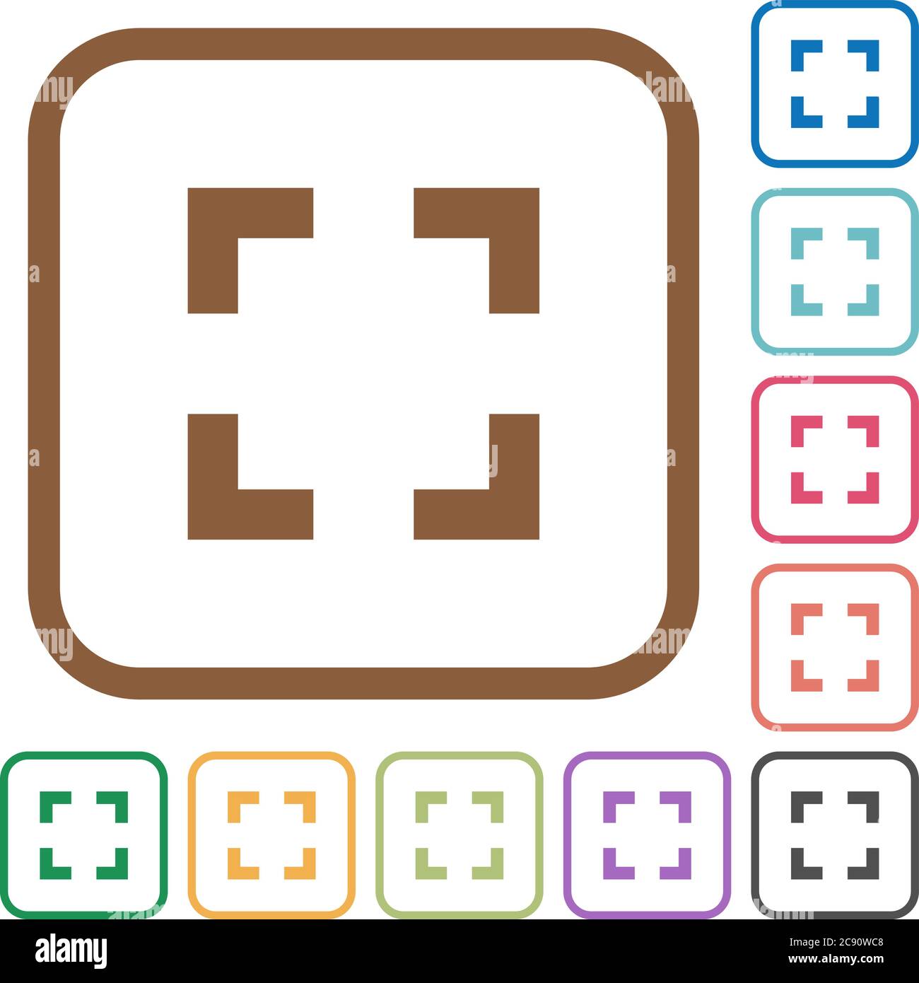 Selector tool simple icons in color rounded square frames on white ...