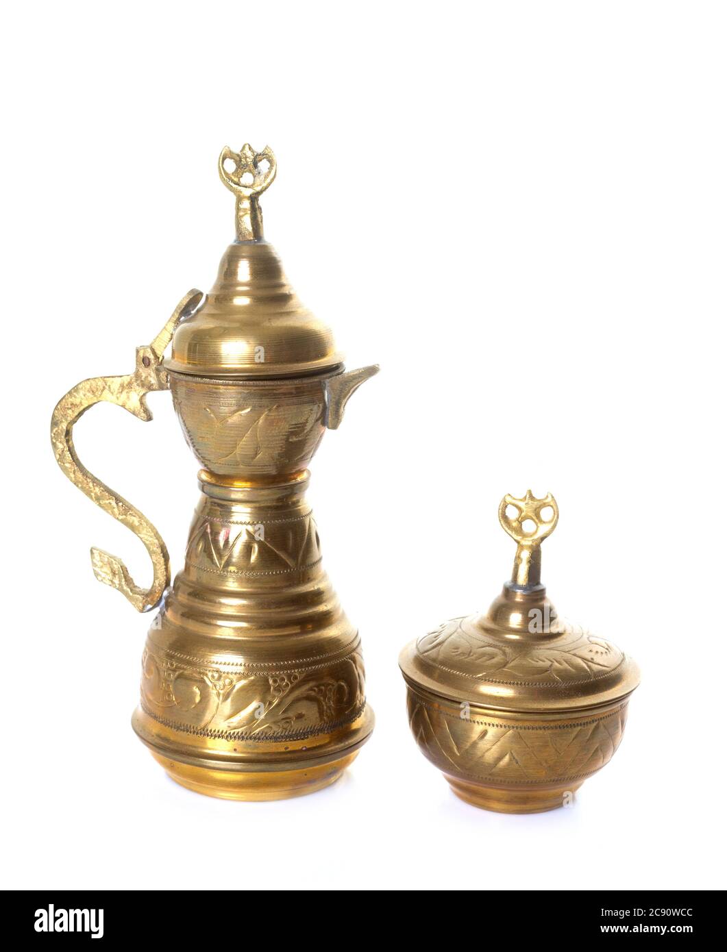 brass teapot in front of white background Stock Photo - Alamy