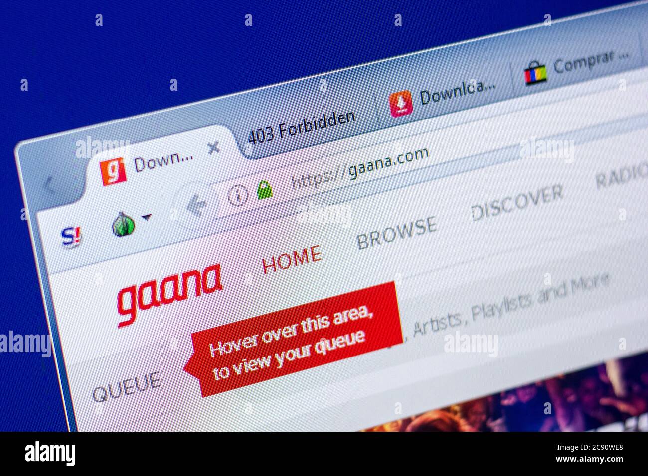 Ryazan, Russia - May 20, 2018: Homepage of Gaana website on the display ...