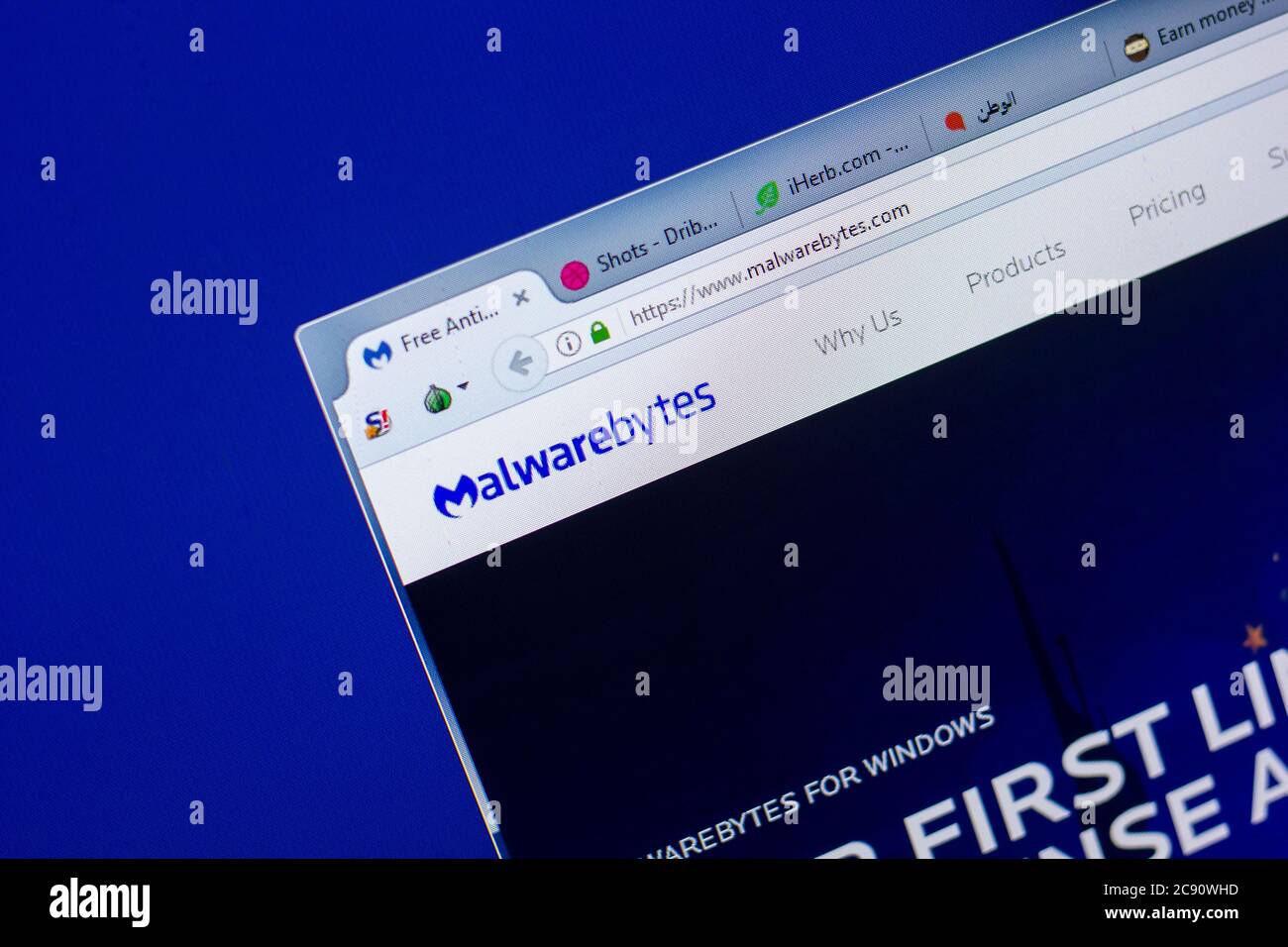 Ryazan, Russia - May 20, 2018: Homepage of Malwarebytes website on the ...