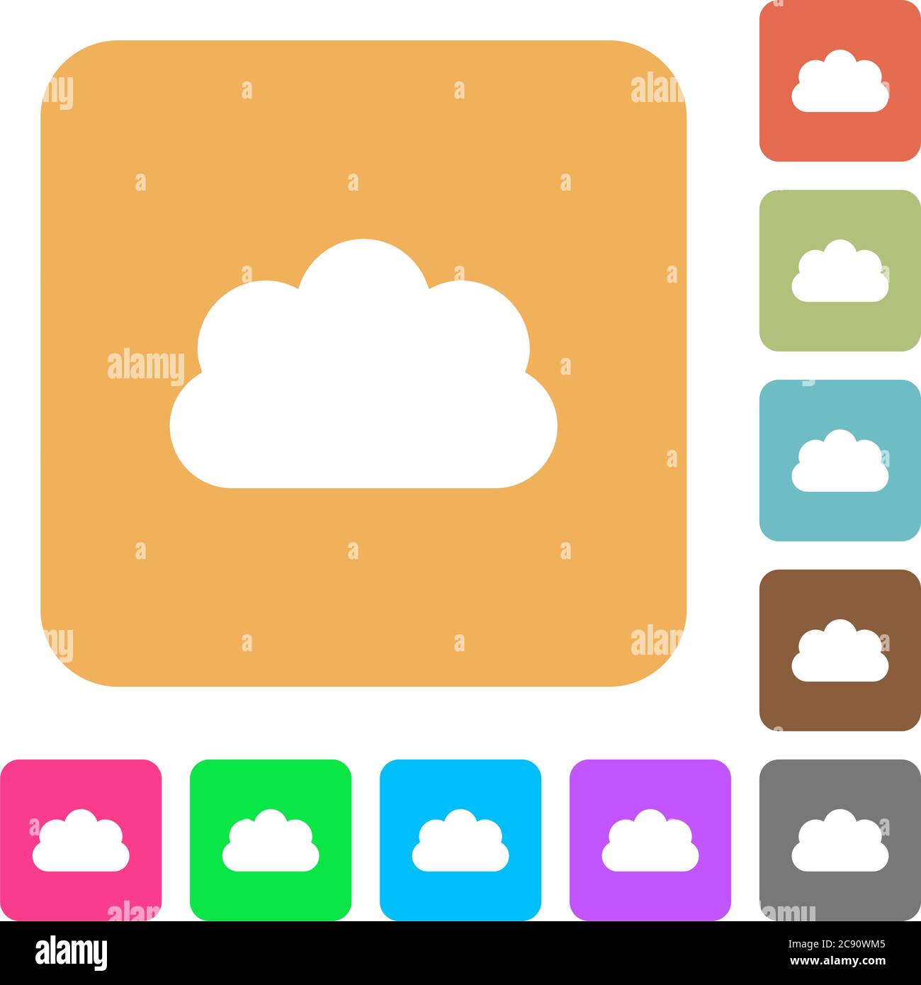 Cloud icons on rounded square vivid color backgrounds Stock Vector ...