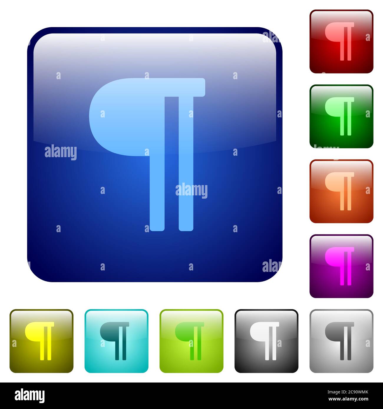 Text paragraph icons in rounded square color glossy button set Stock ...