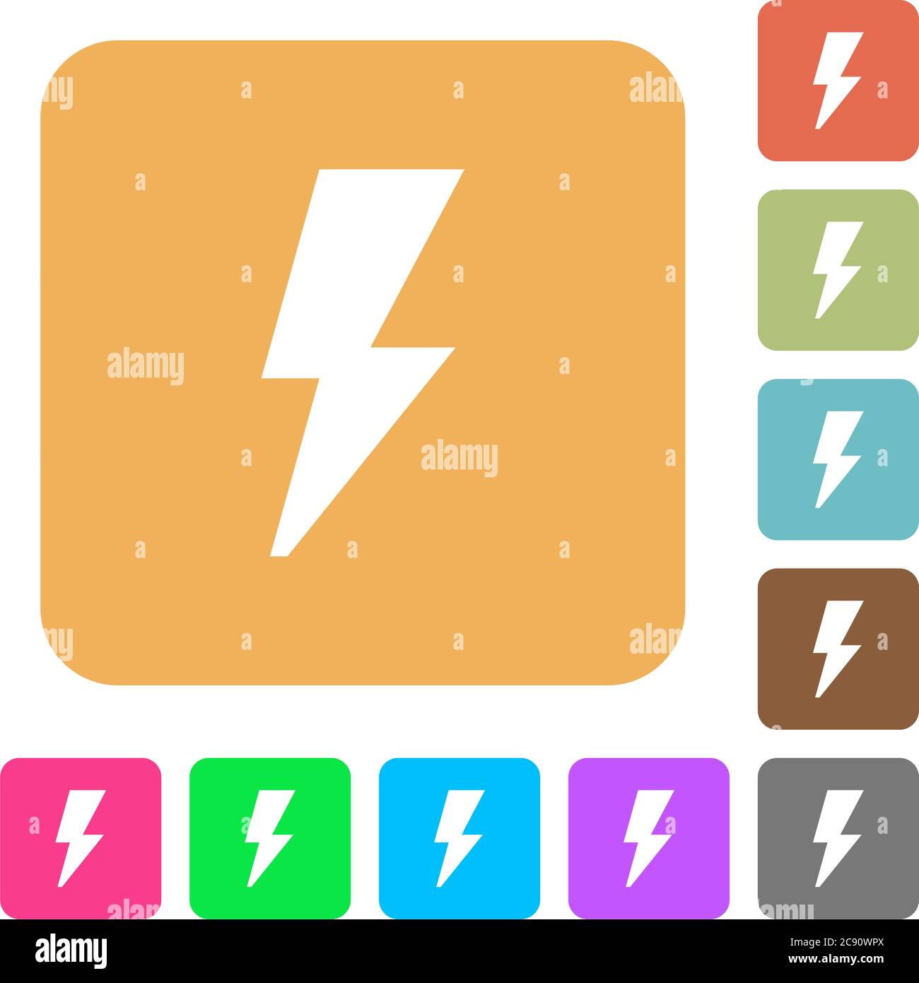 Flash icons on rounded square vivid color backgrounds Stock Vector ...