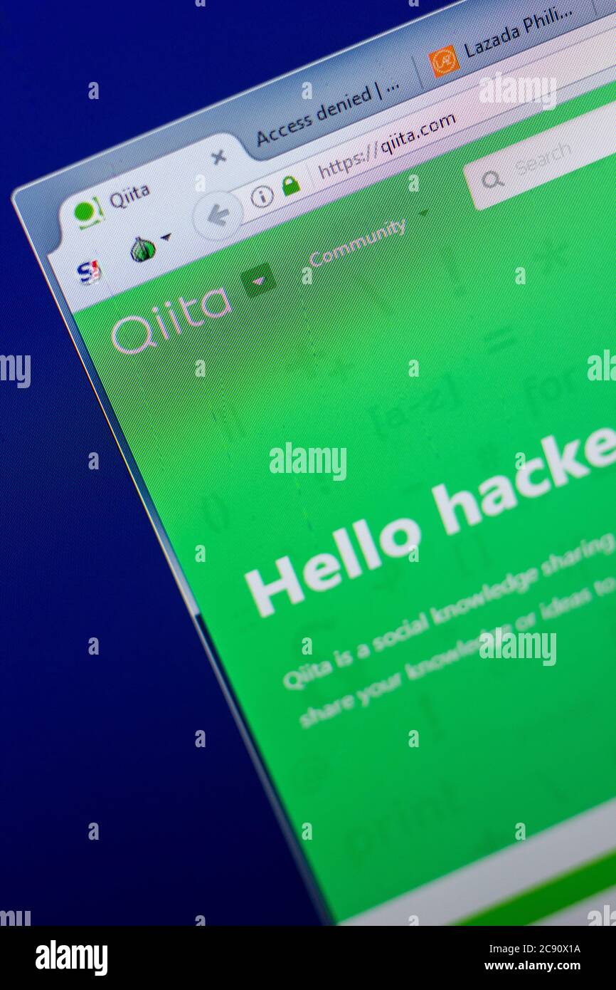 Ryazan, Russia - May 20, 2018: Homepage of Qiita website on the display of PC, url - Qiita.com ...