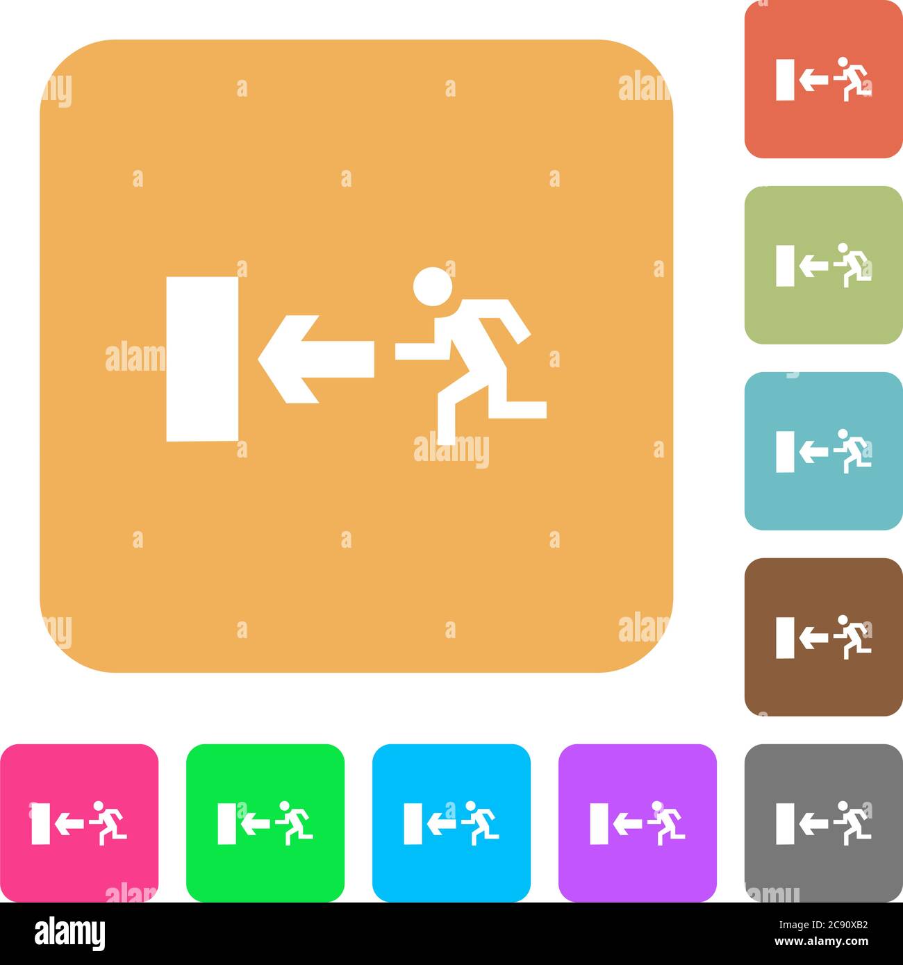 Exit sign icons on rounded square vivid color backgrounds Stock Vector ...