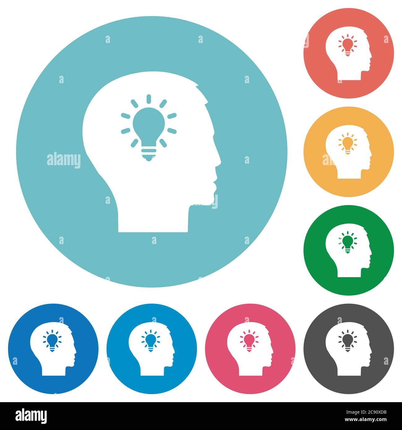 Idea flat white icons on round color backgrounds Stock Vector Image & Art - Alamy