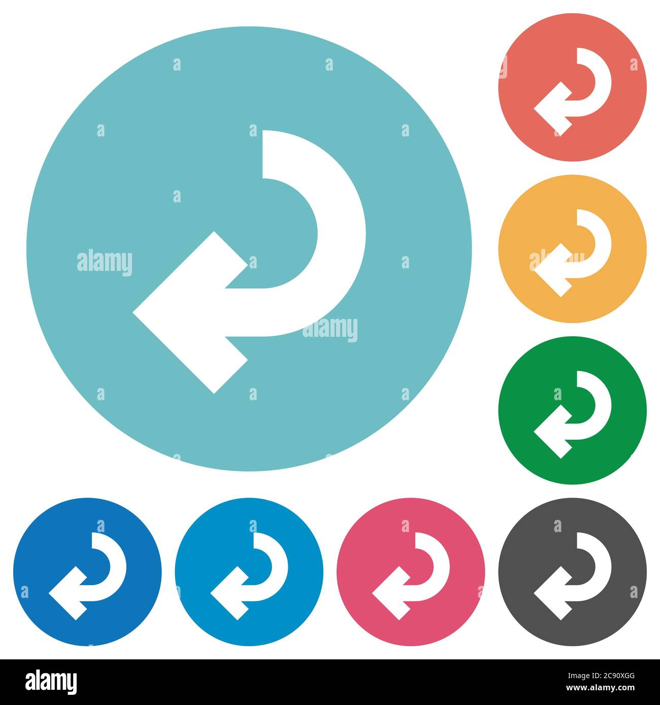 Return arrow flat white icons on round color backgrounds Stock Vector ...