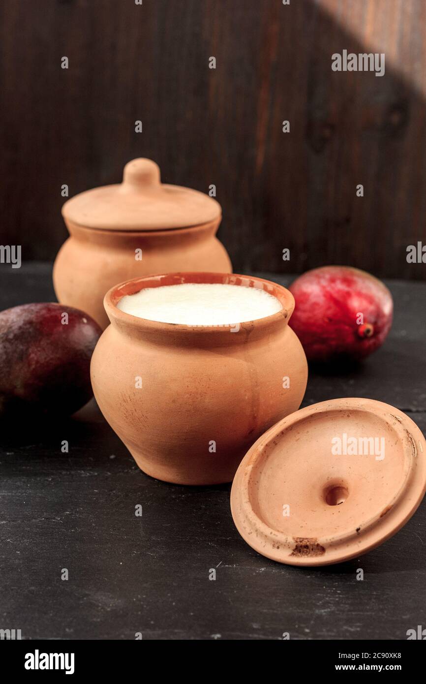 Fresh lassi in traditional indian clay pot Stock Photo - Alamy