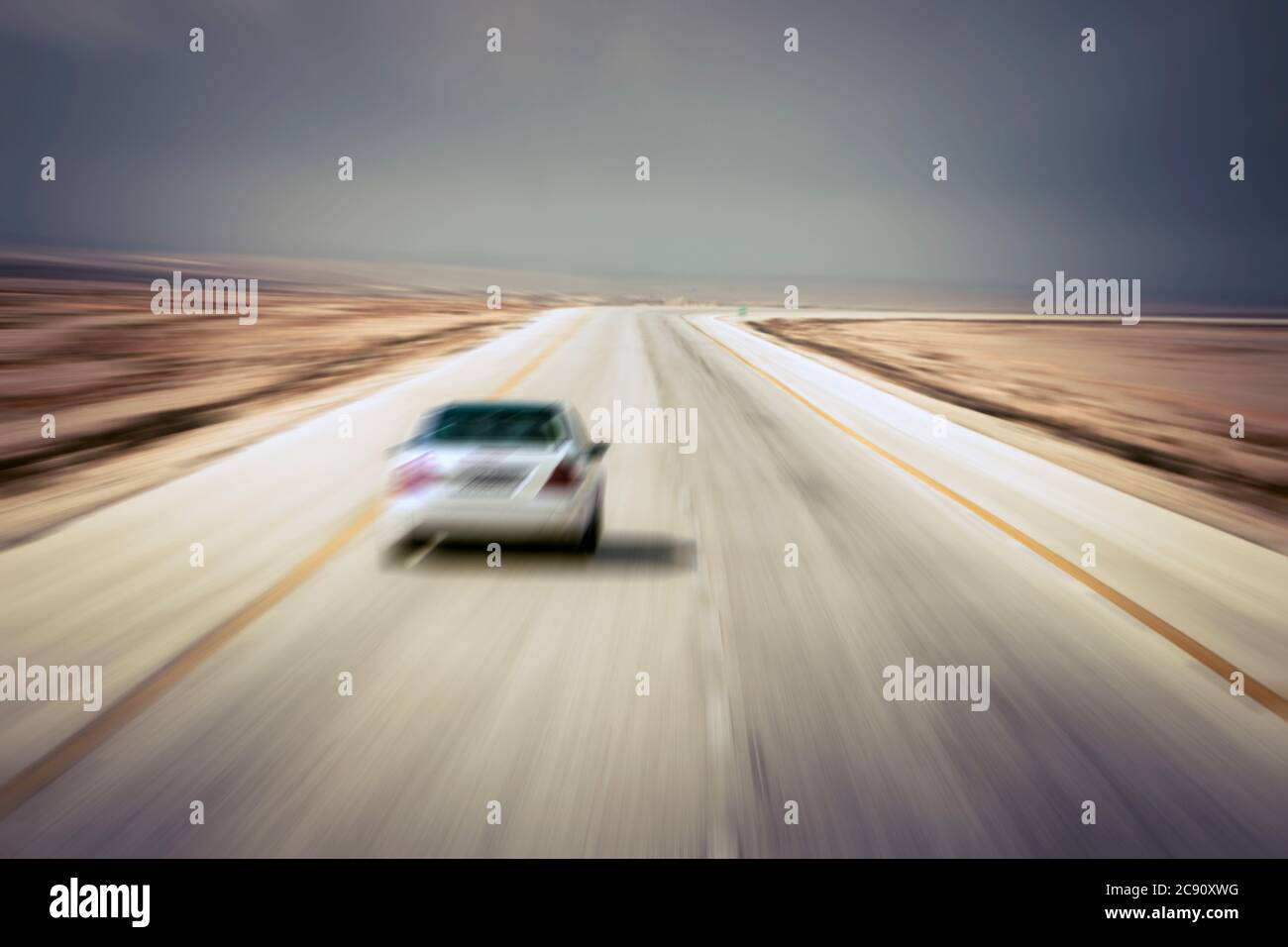 Road with left driving.Blurred road and car with traffic effect Stock ...