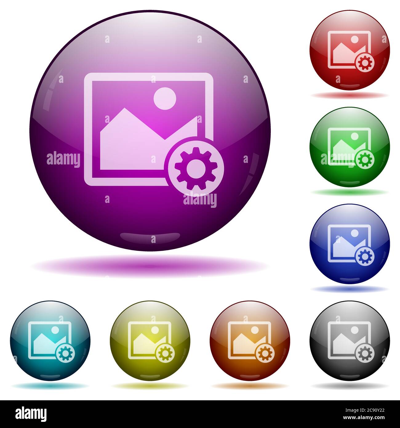 Image settings color glass sphere buttons with shadows Stock Vector Image & Art - Alamy