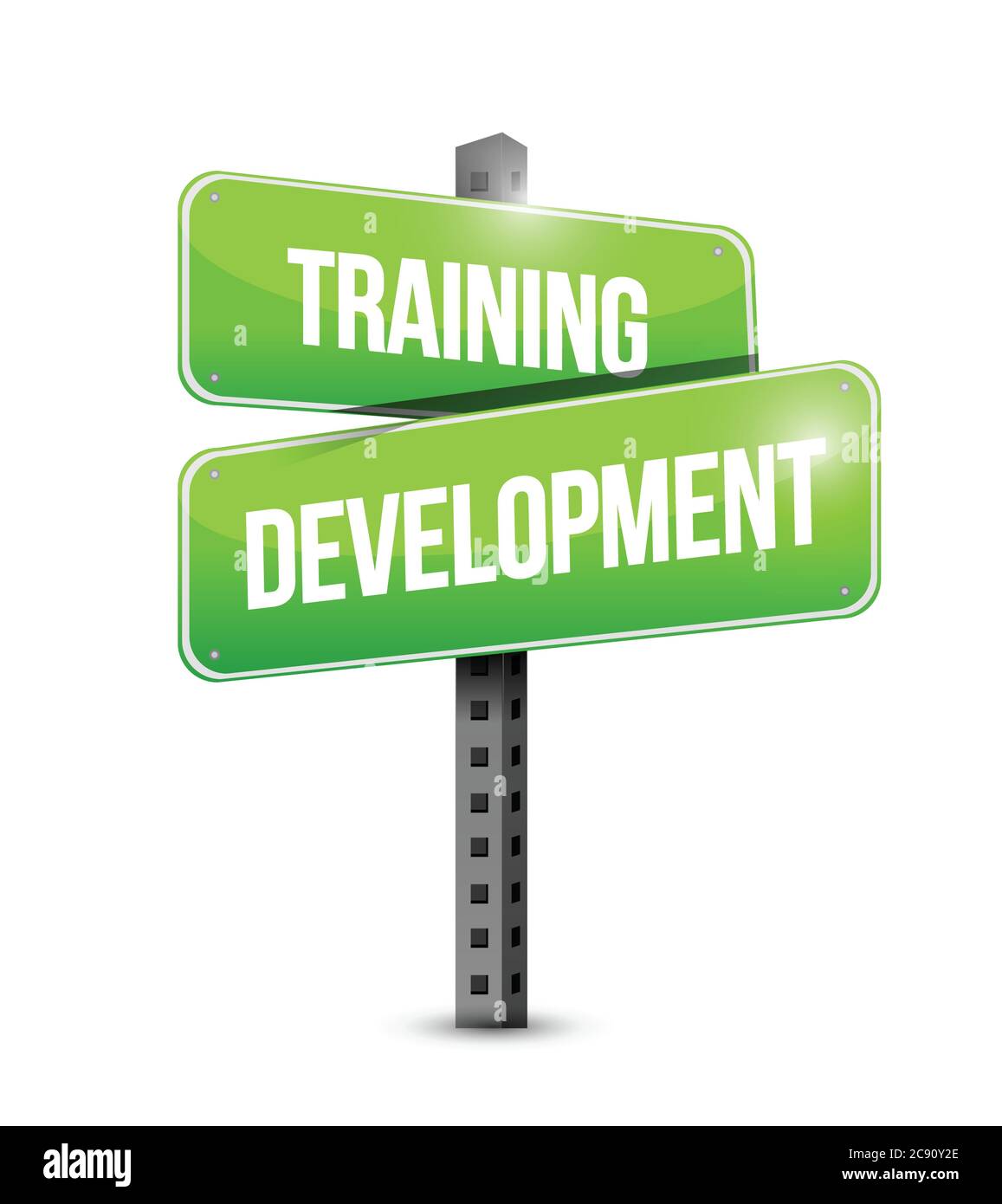 Training development street sign illustration design over a white ...