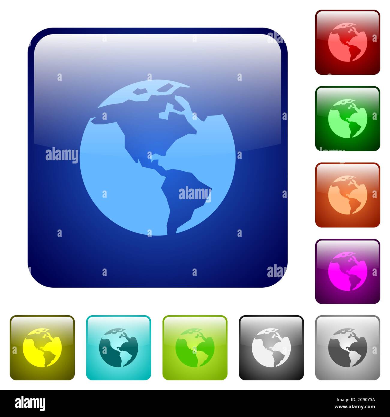 Earth icons in rounded square color glossy button set Stock Vector Image & Art - Alamy
