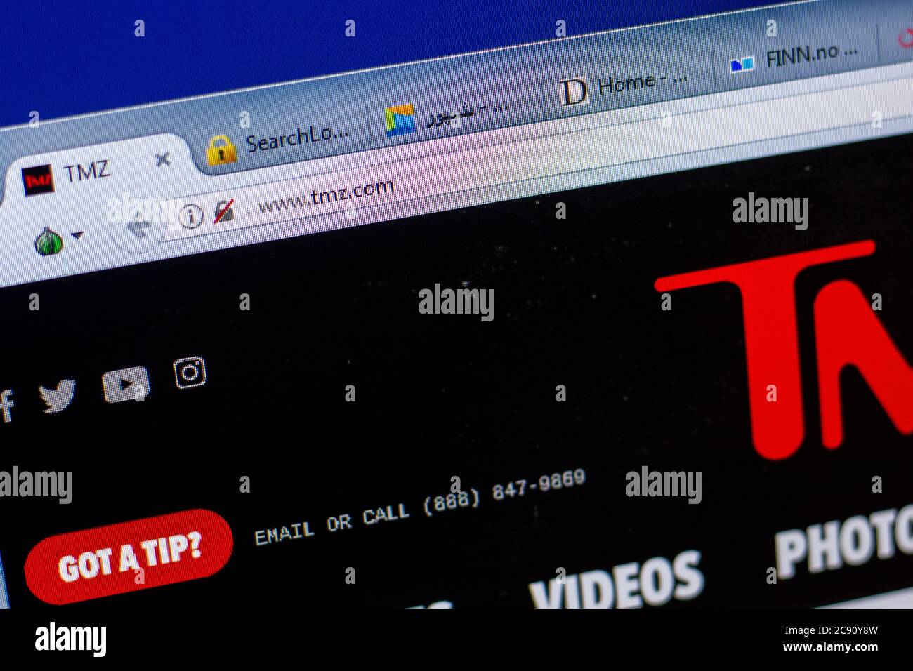 Ryazan, Russia - May 20, 2018: Homepage of TMZ website on the display ...