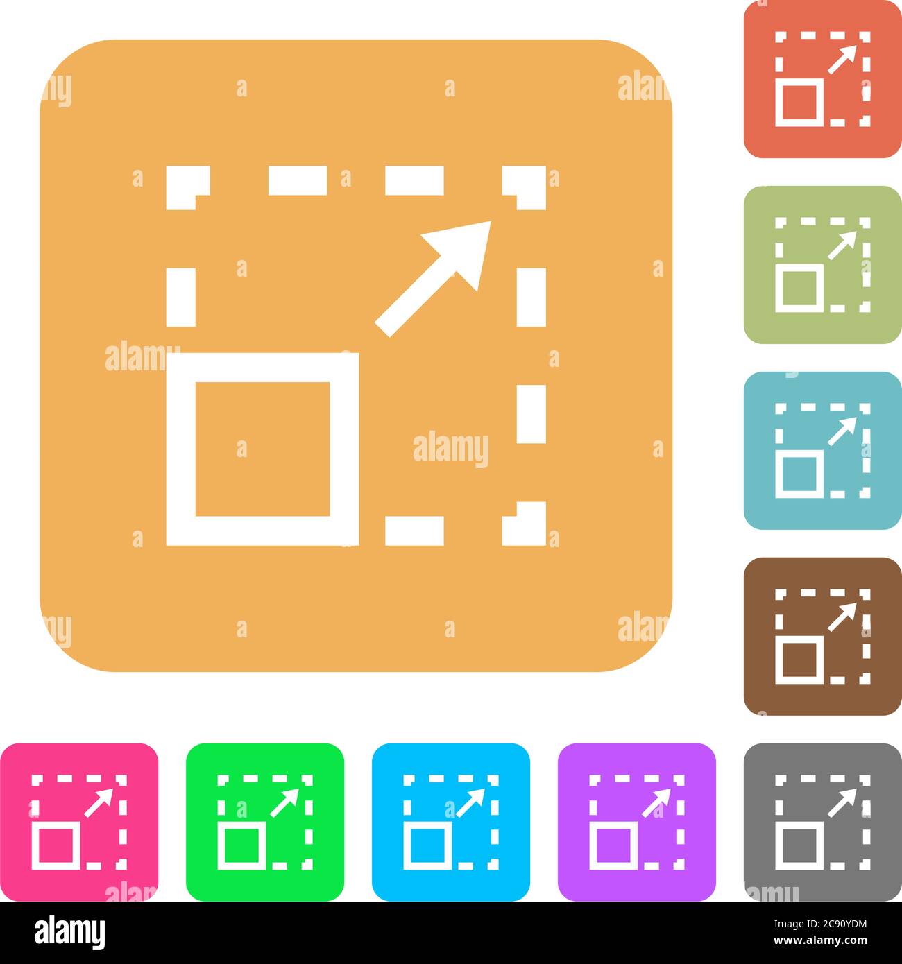 Maximize element icons on rounded square vivid color backgrounds Stock ...