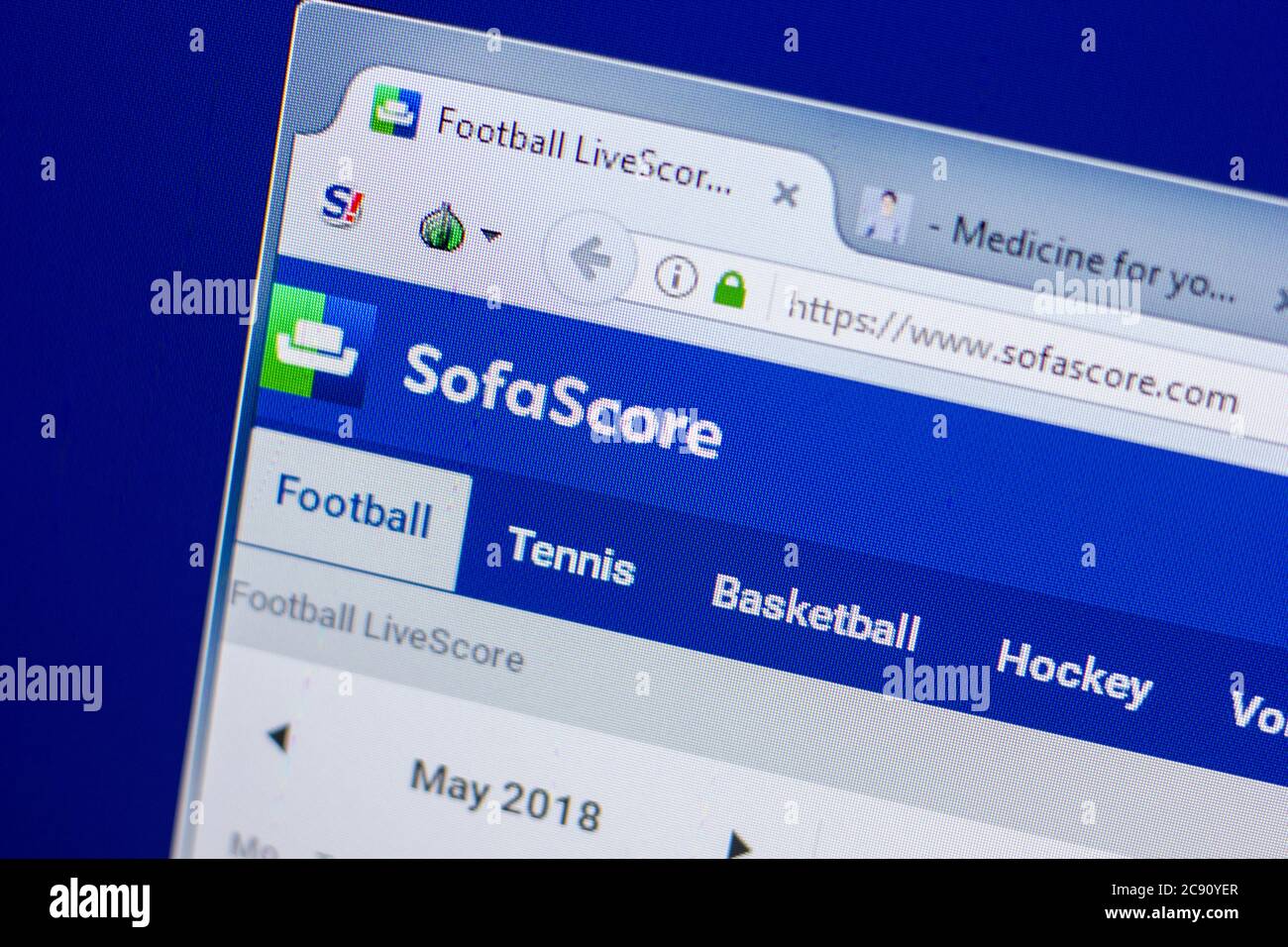 Ryazan, Russia - May 20, 2018: Homepage of SofaScore website on the ...