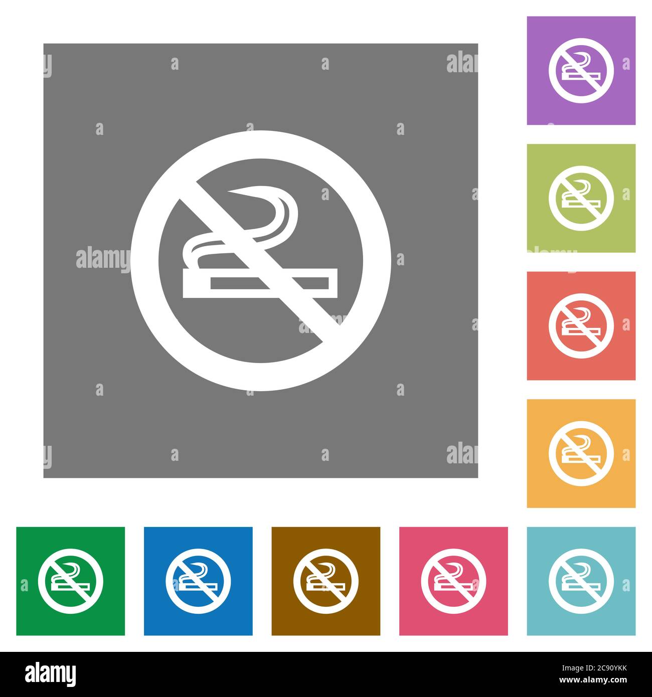 No smoking flat icons on simple color square backgrounds Stock Vector ...