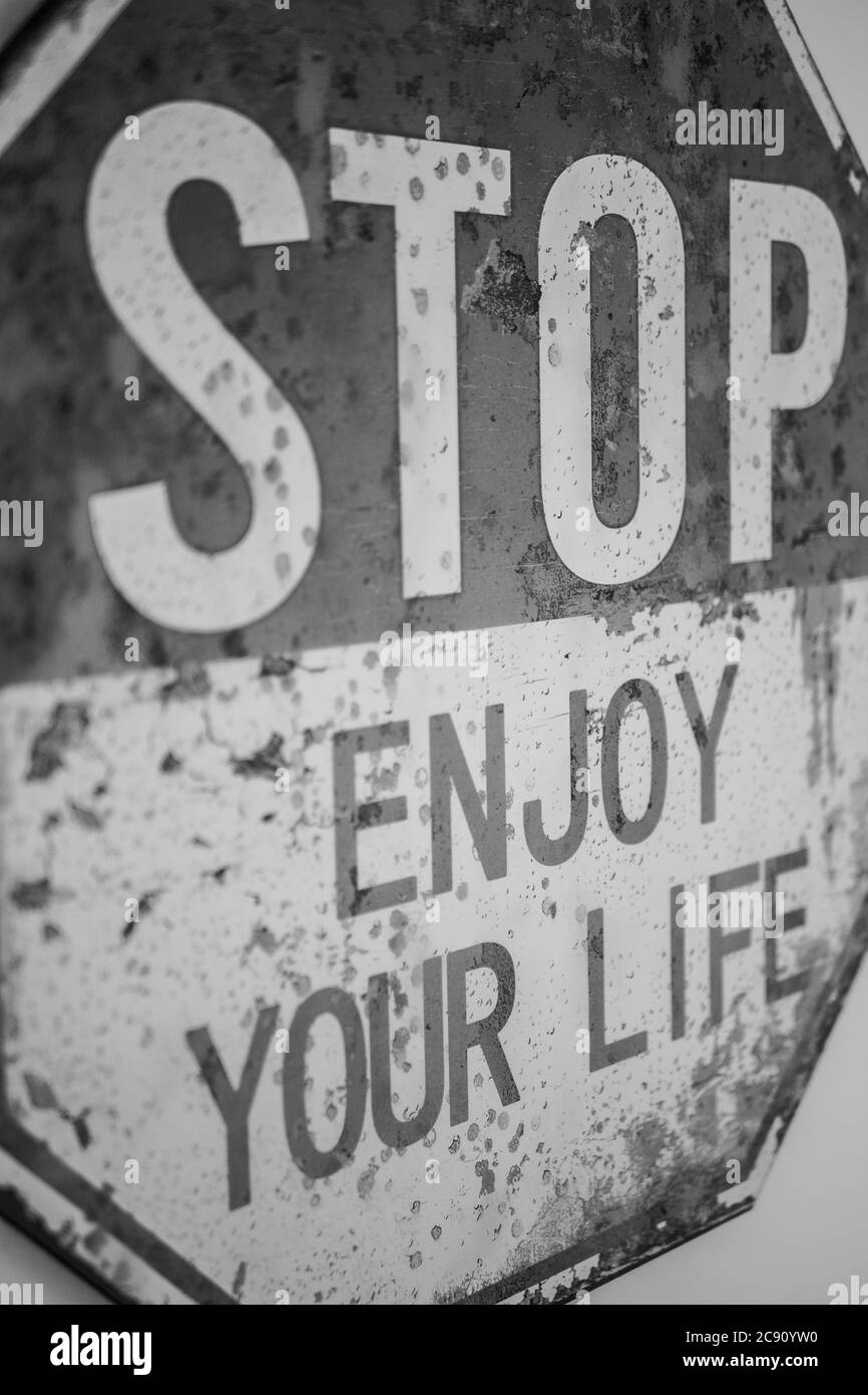 Stop and enjoy Black and White Stock Photos & Images - Alamy