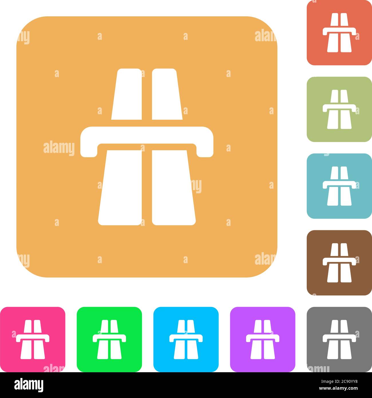Highway icons on rounded square vivid color backgrounds Stock Vector ...