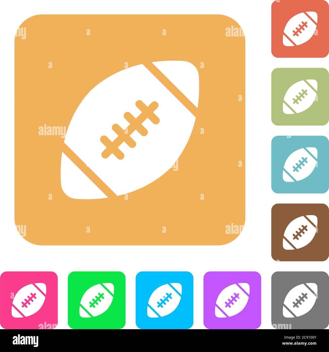Rugby ball icons on rounded square vivid color backgrounds Stock Vector Image & Art - Alamy