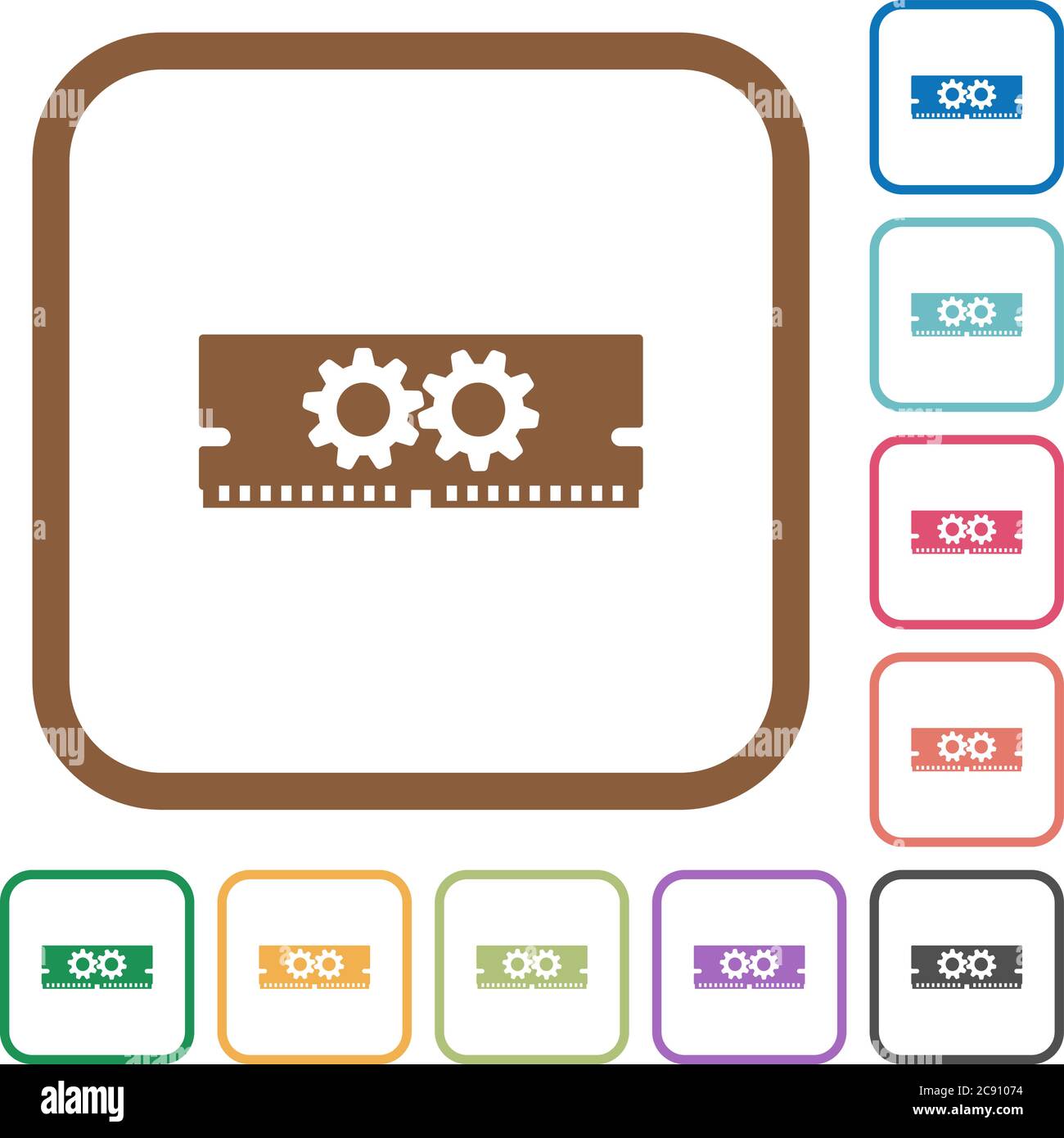 Memory optimization simple icons in color rounded square frames on white background Stock Vector ...