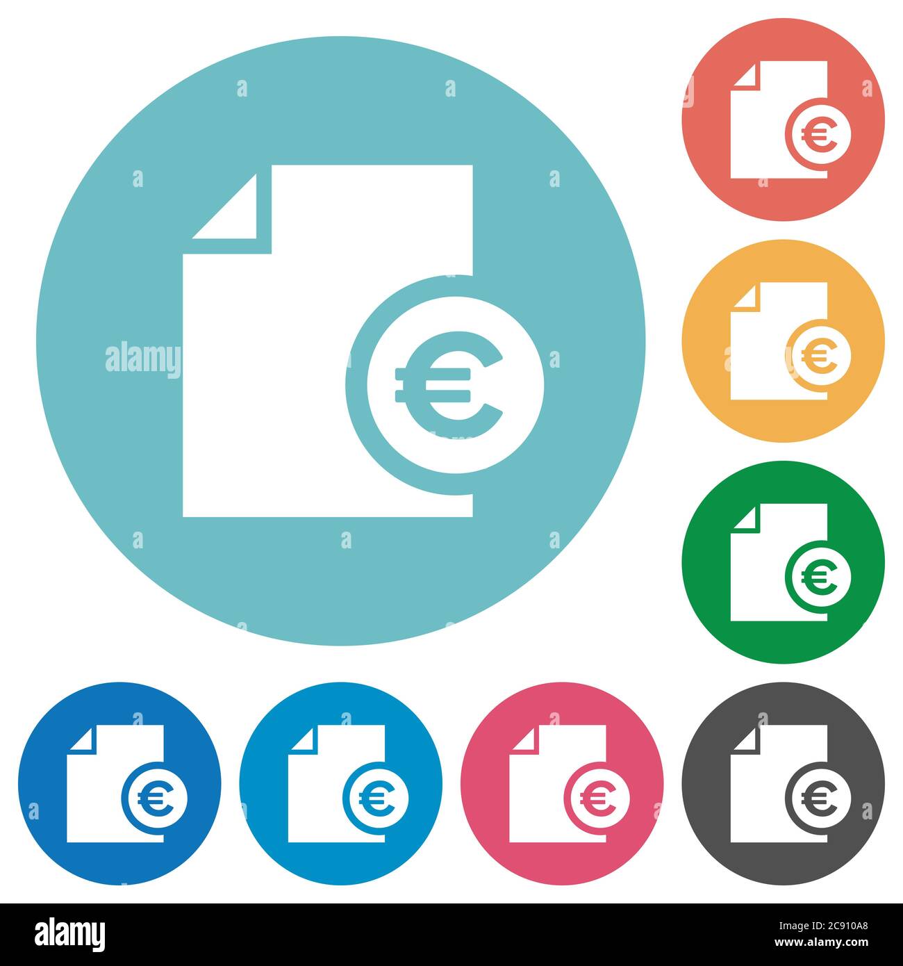 Euro report flat white icons on round color backgrounds Stock Vector ...